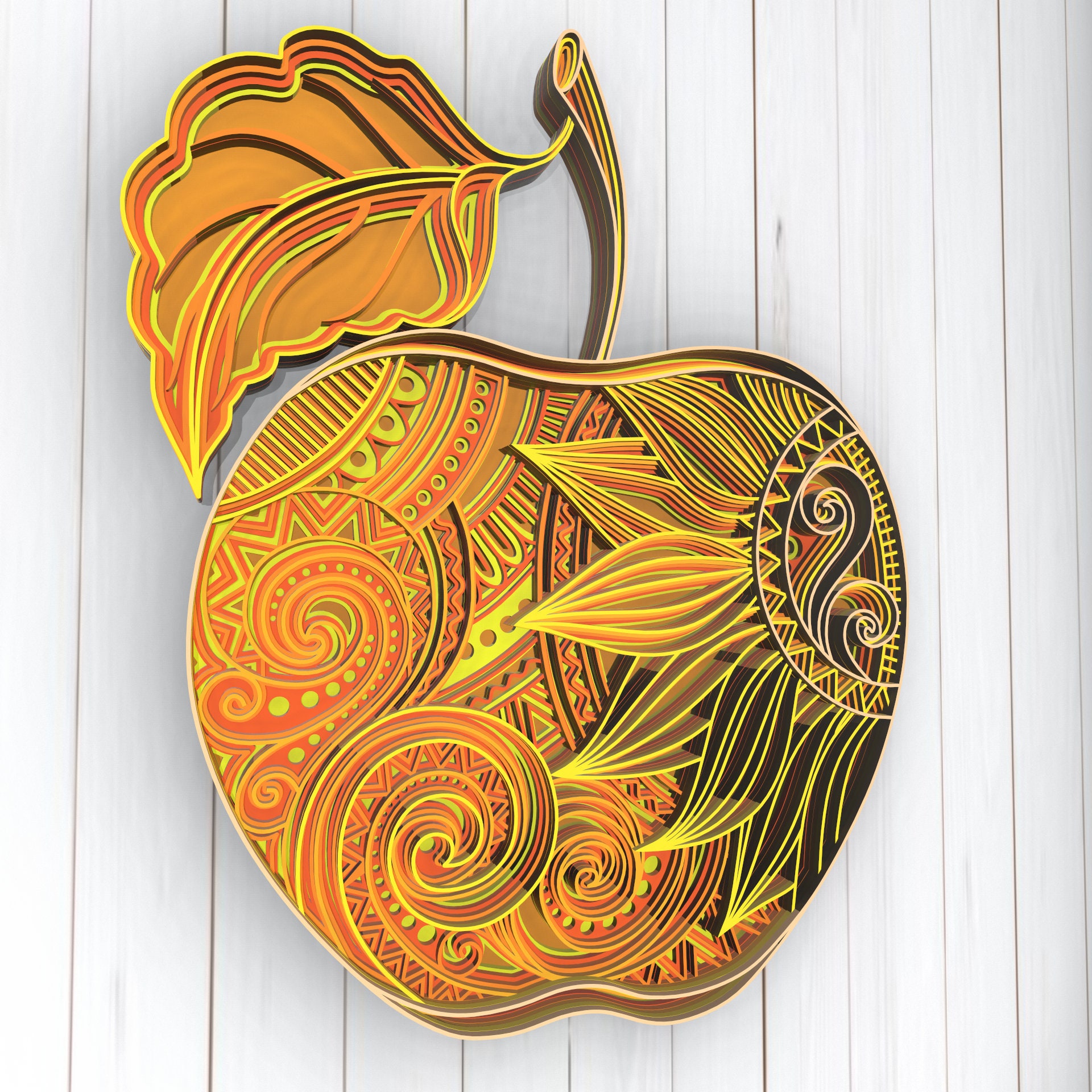 Apple 3D Mandala Svg Files Multilayer Panel for Laser - Etsy