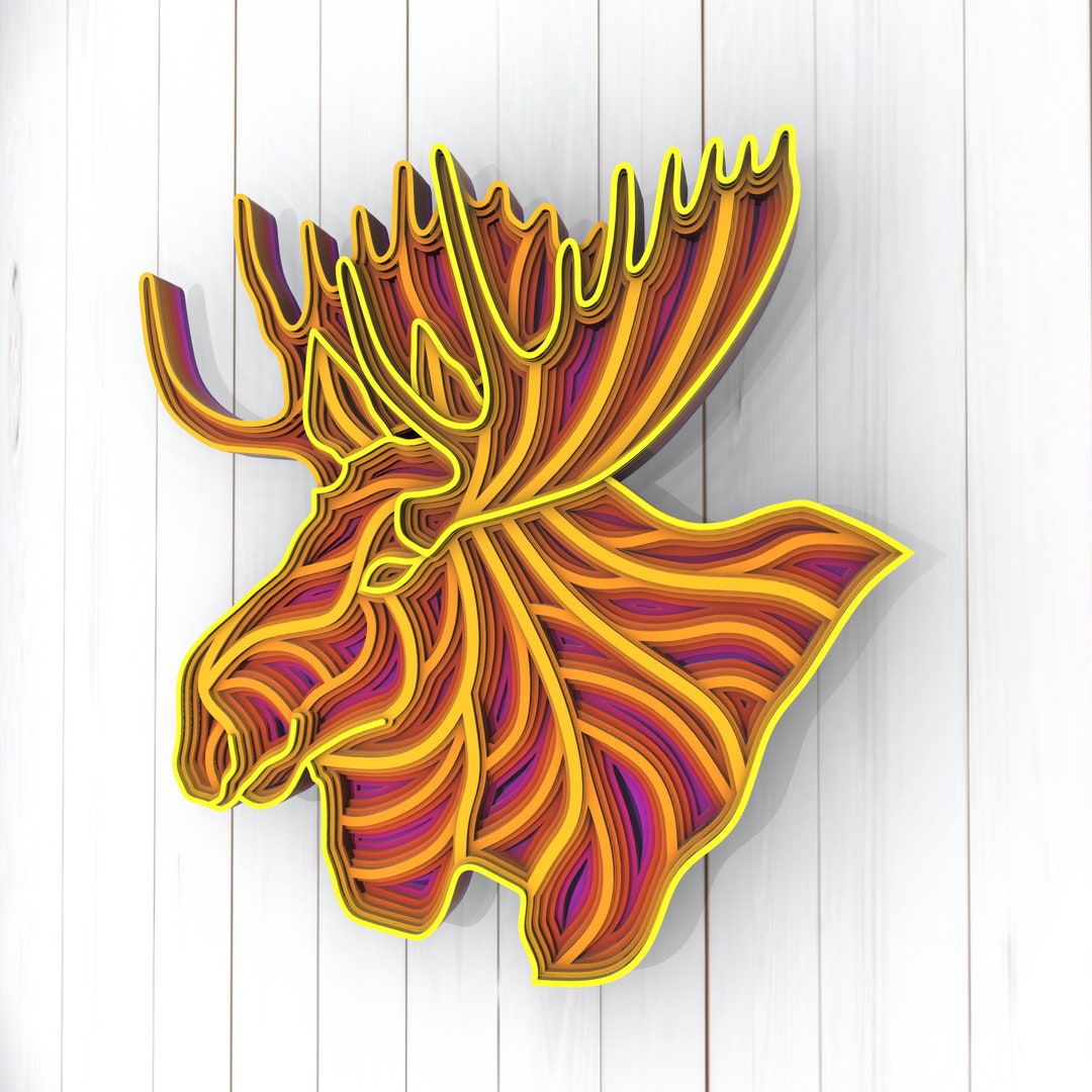 Elk 3D Mandala Svg Files, Multilayer Panel for Laser Cutting, SVG Files ...