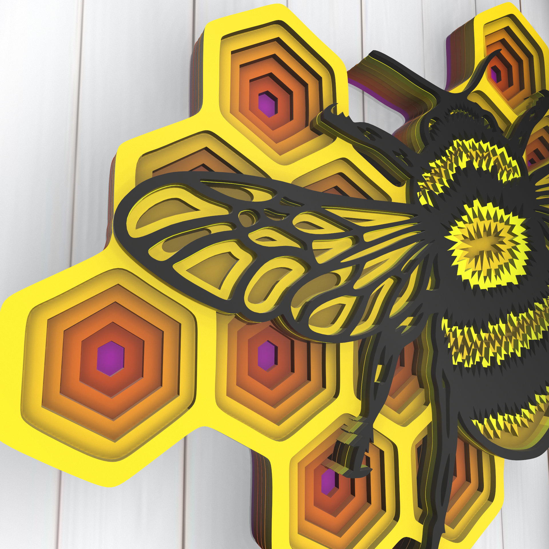 Bees on Honeycombs 3D Mandala Svg Files Multilayer Panel for - Etsy