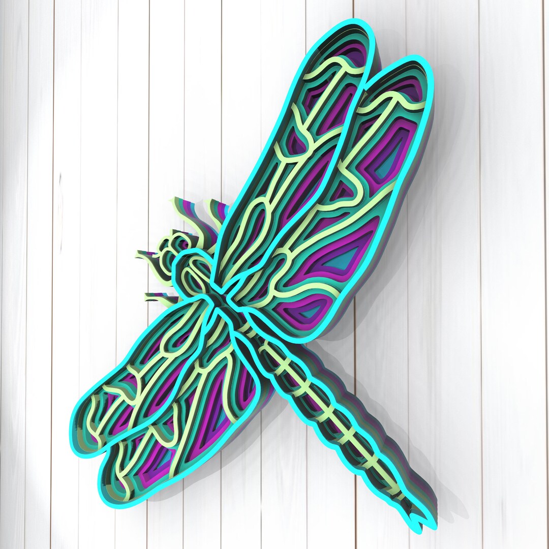 Dragonfly 3D Mandala Svg Files, Multilayer Panel for Laser Cutting, SVG ...