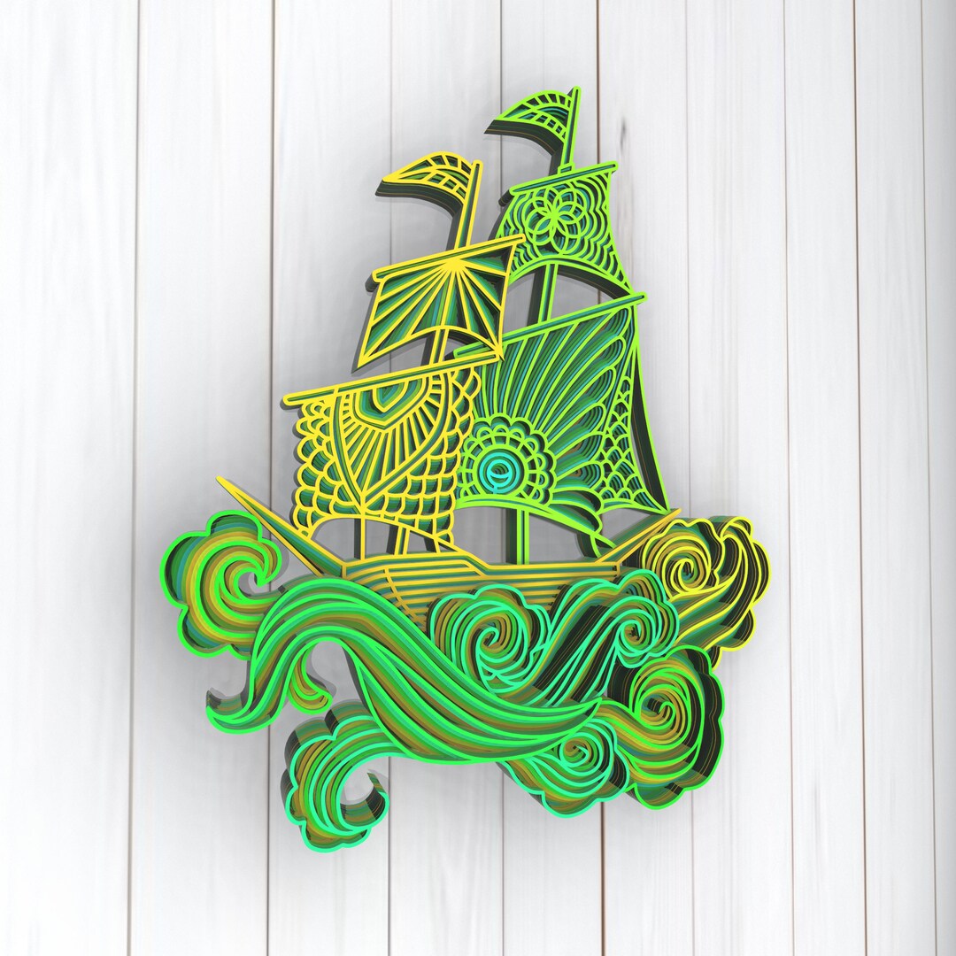 Ship 3D Mandala Svg Files, Multilayer Panel for Laser Cutting, Laser ...