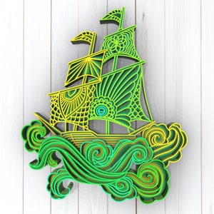 Ship 3D Mandala Svg Files, Multilayer Panel for Laser Cutting, Laser ...