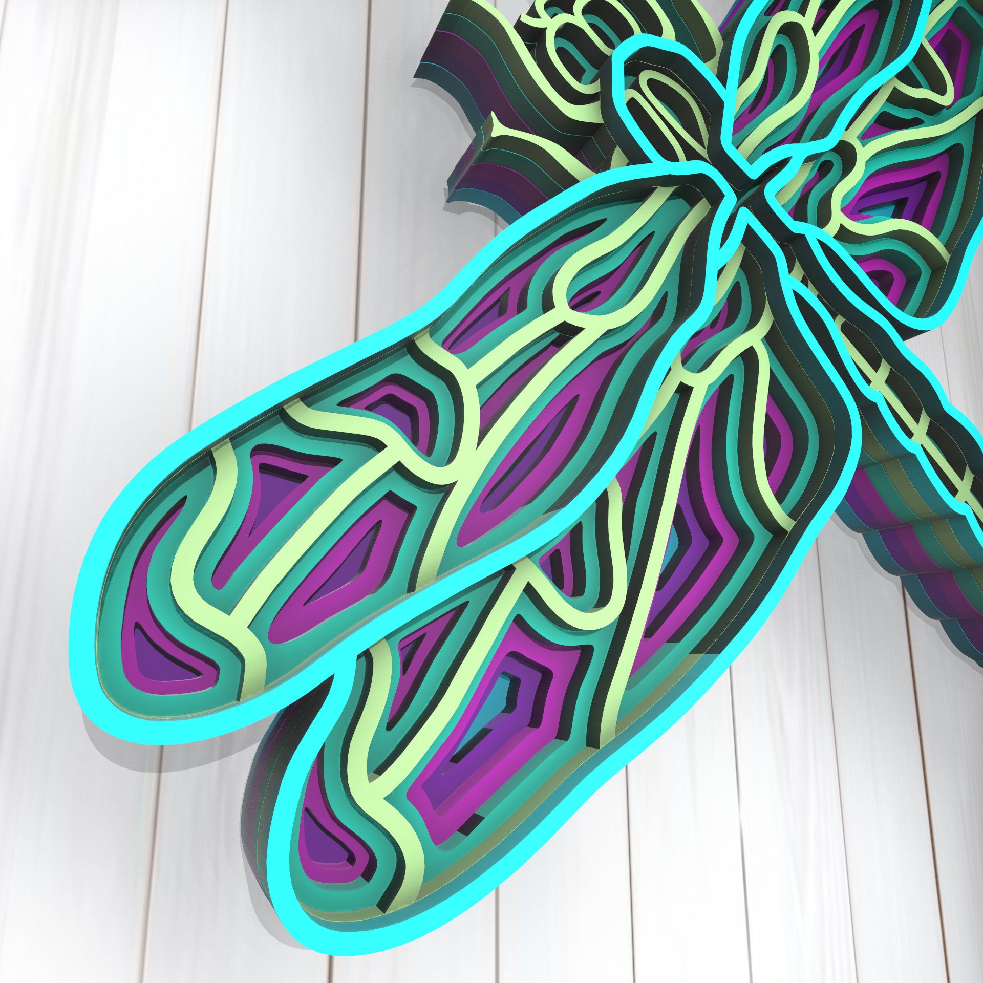 Dragonfly 3D Mandala Svg Files Multilayer Panel for Laser - Etsy