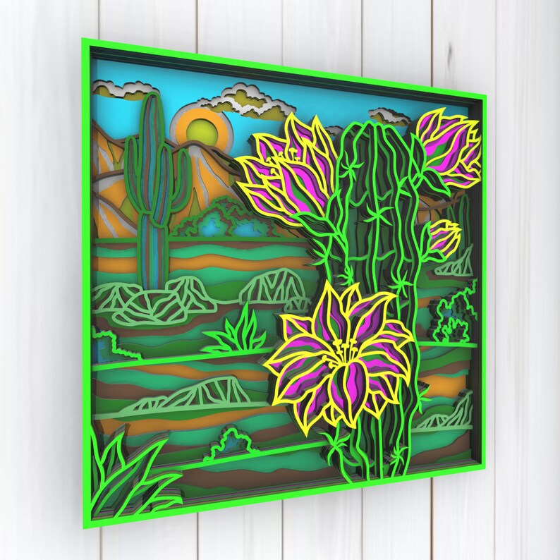 Picture Cactus 3D Mandala Svg Files, Multilayer Panel for Laser Cutting ...