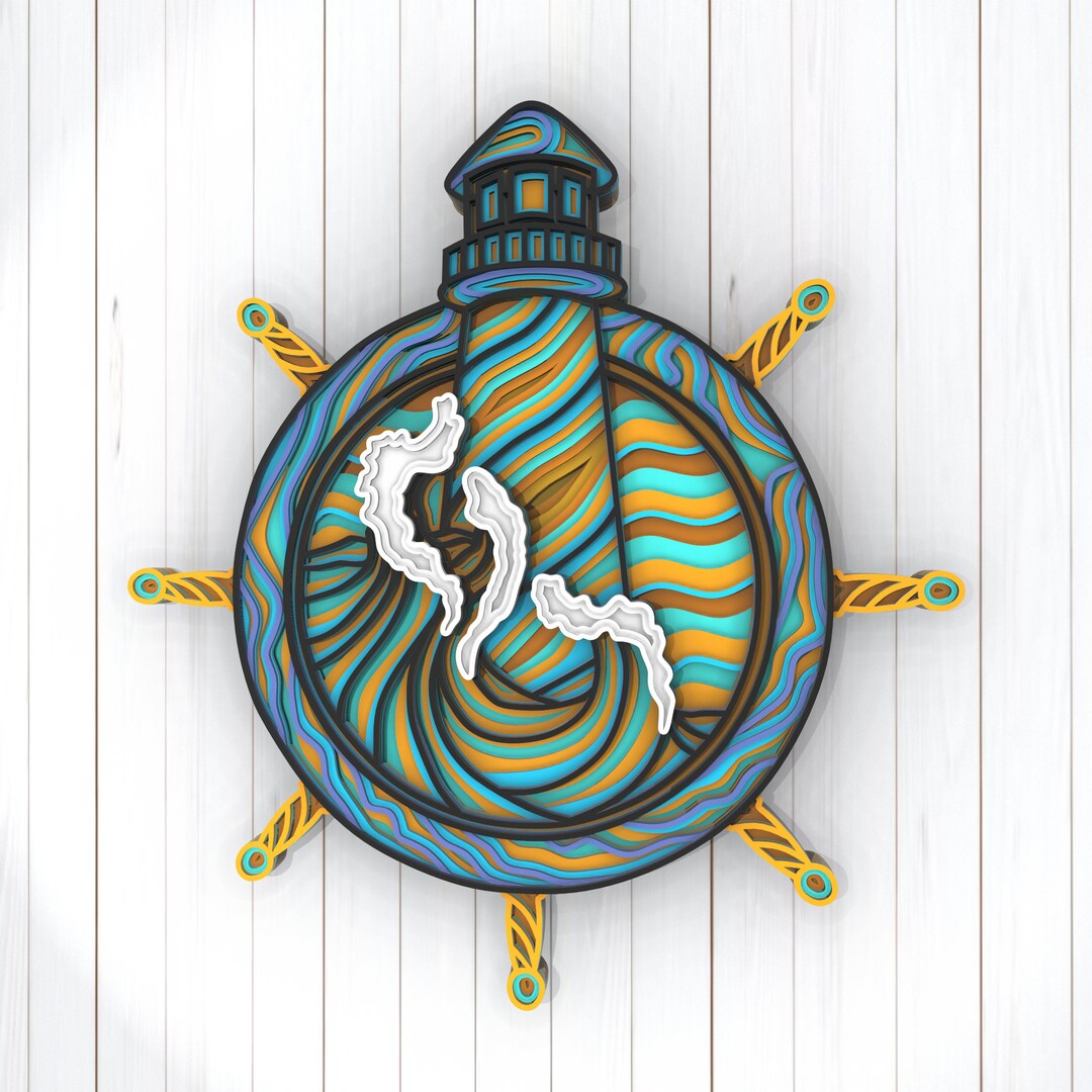 Lighthouse 3D Mandala Svg Files, Multilayer Panel for Laser Cutting ...