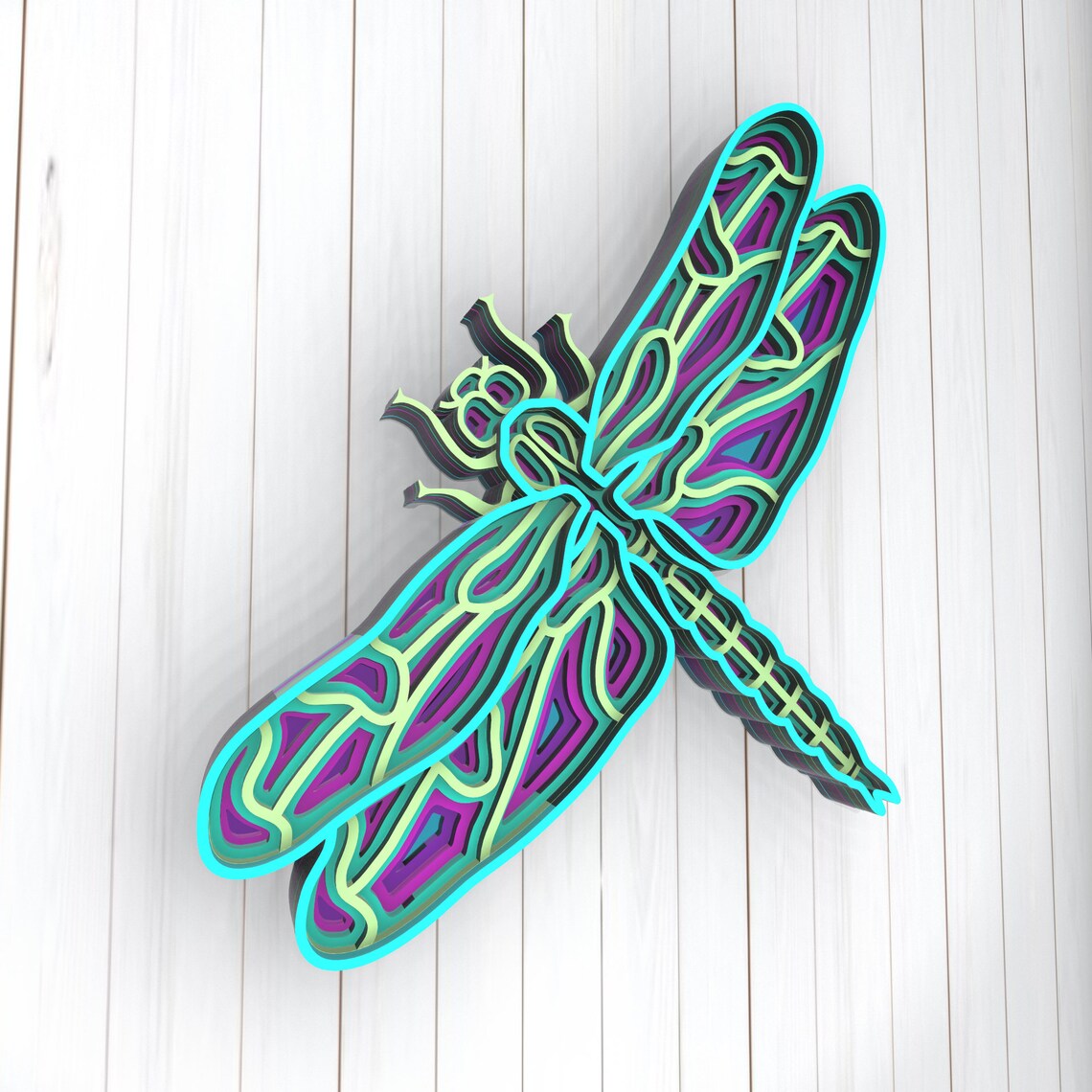Dragonfly 3D Mandala Svg Files Multilayer Panel for Laser - Etsy