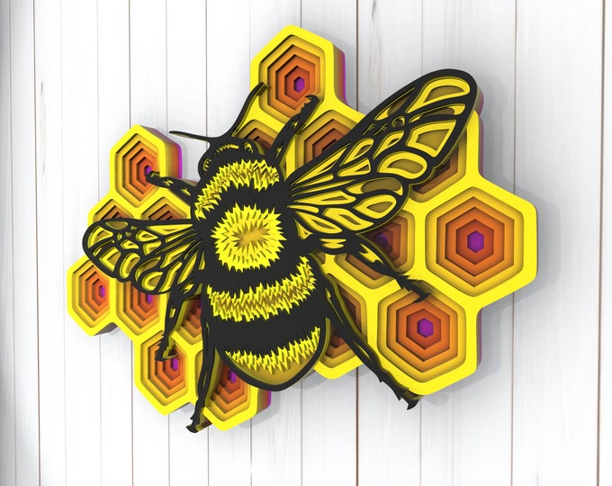 Bees on Honeycombs 3D Mandala Svg Files Multilayer Panel for - Etsy