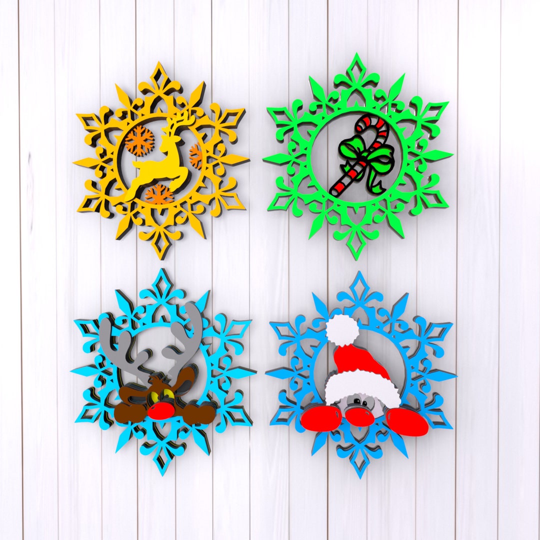 Christmas Snowflakes 3D Mandala Svg Files, Multilayer Panel for Laser ...