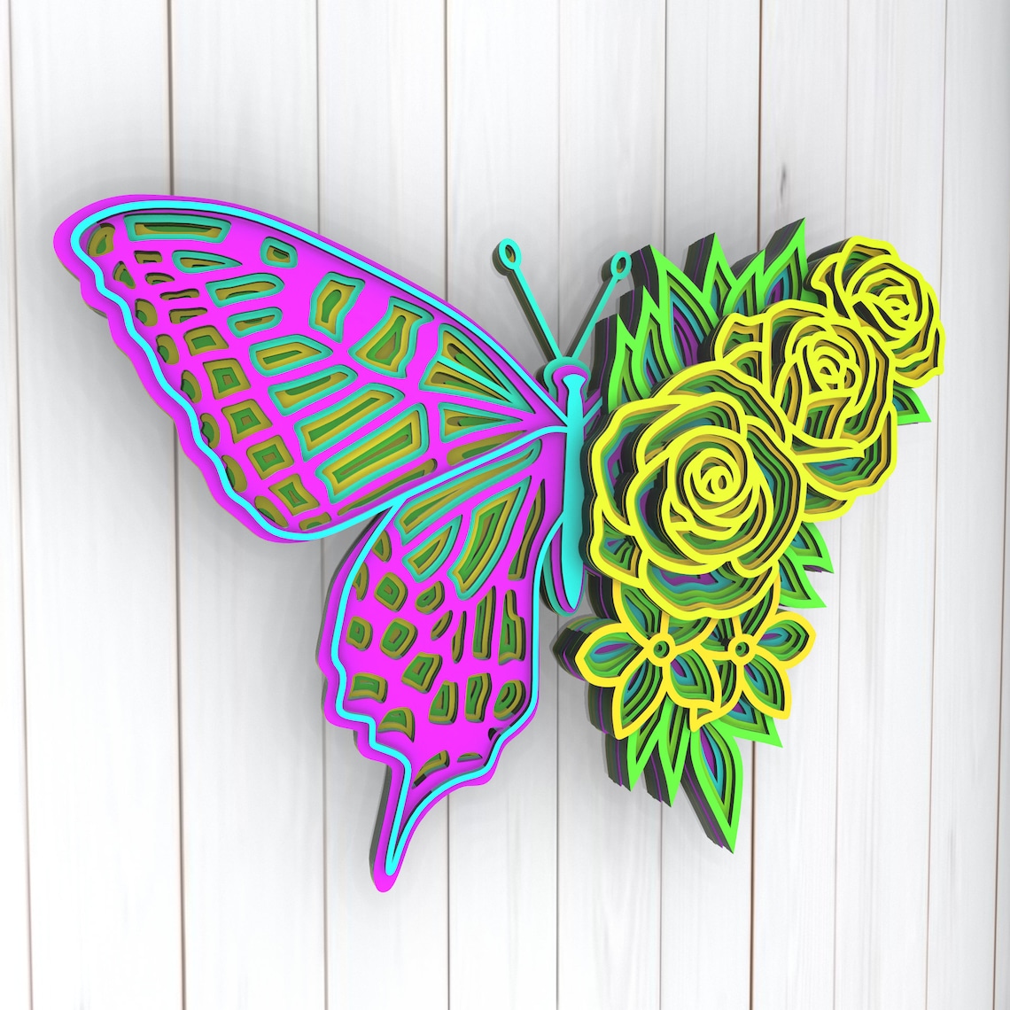 Butterfly 3D Mandala svg archivos Panel multicapa para corte | Etsy