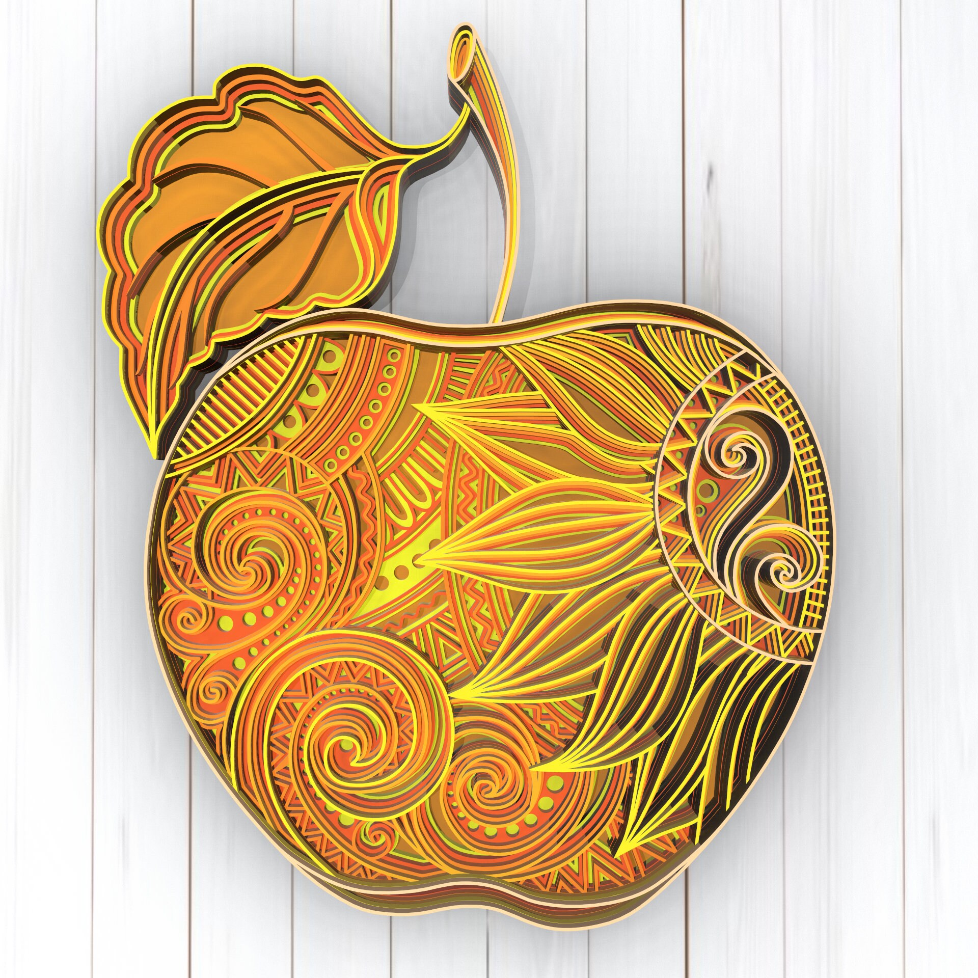 Apple 3D Mandala Svg Files Multilayer Panel for Laser - Etsy