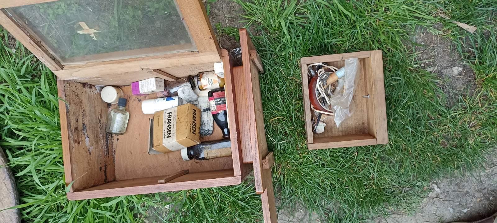 Old Antique Vintage Wooden Medical Box First Aid Chest Cupboard Tag ...