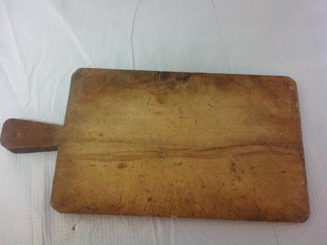 Antique Primitive Old Wooden Bread Cutting Board Kitchen Plate Shovel ...