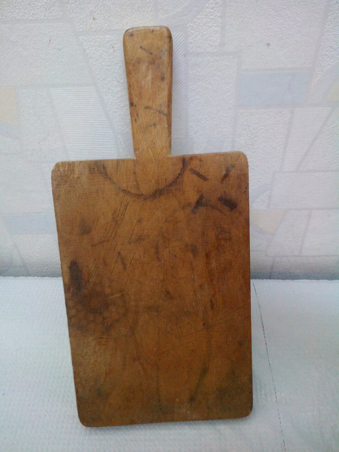 Antique Primitive Vintage Wood Bread Cutting Board Scoop Shovel Plate ...