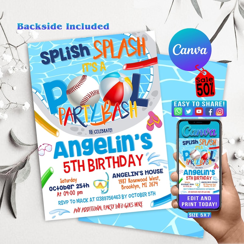 Pool Birthday Party - Etsy