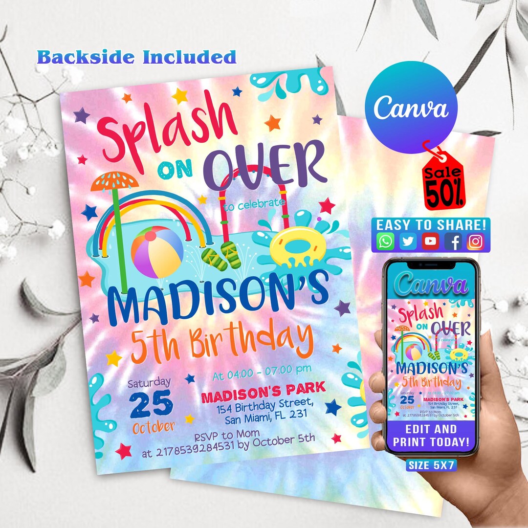 Splash Pad Party Invitation, Editable Splash Invitation, Water Park ...