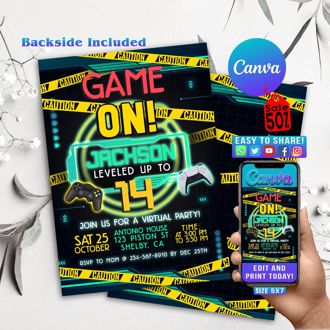Video Games Invitation Video Games Invites Instant Download Video Games ...