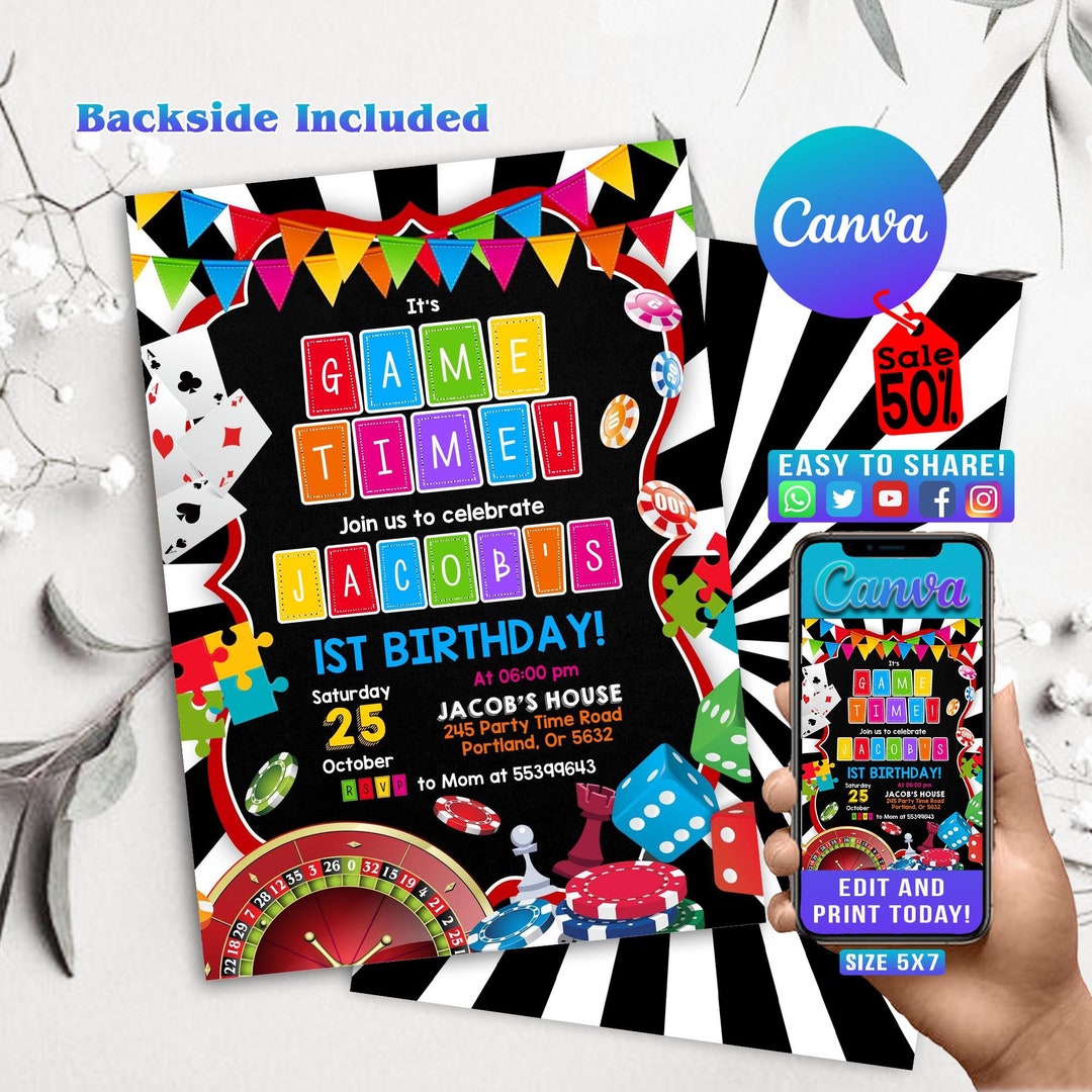 Game Night Invitation, Game Invitation, Game Birthday Invitation, Game ...