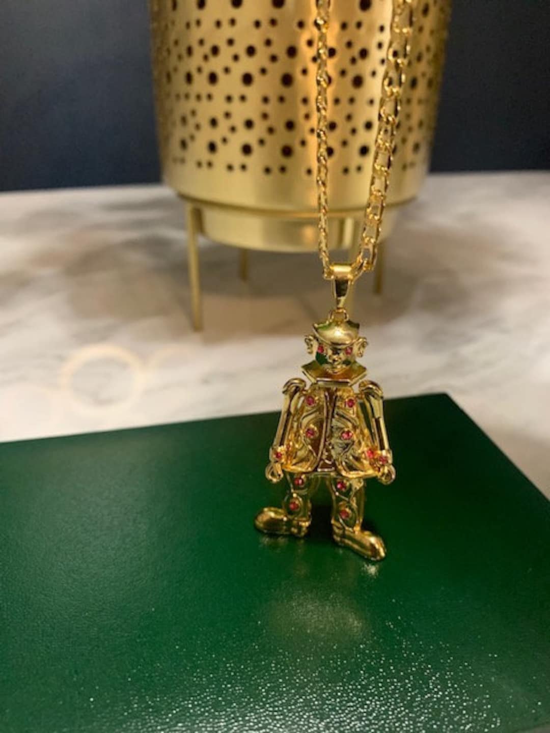 18ct Gold-filled 3D Clown Pendant Moving Legs and Arms With 22 Inch ...