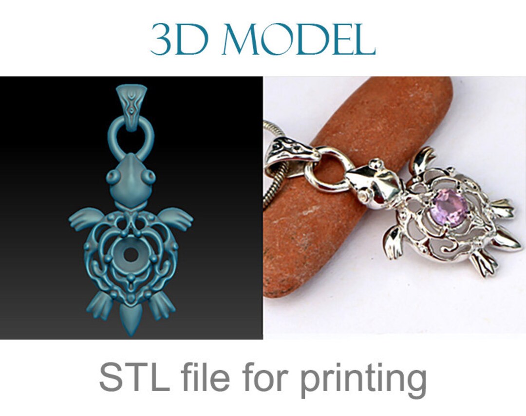 Jewelry 3D Model for Printing. Sea Turtle Pendant Necklace With ...