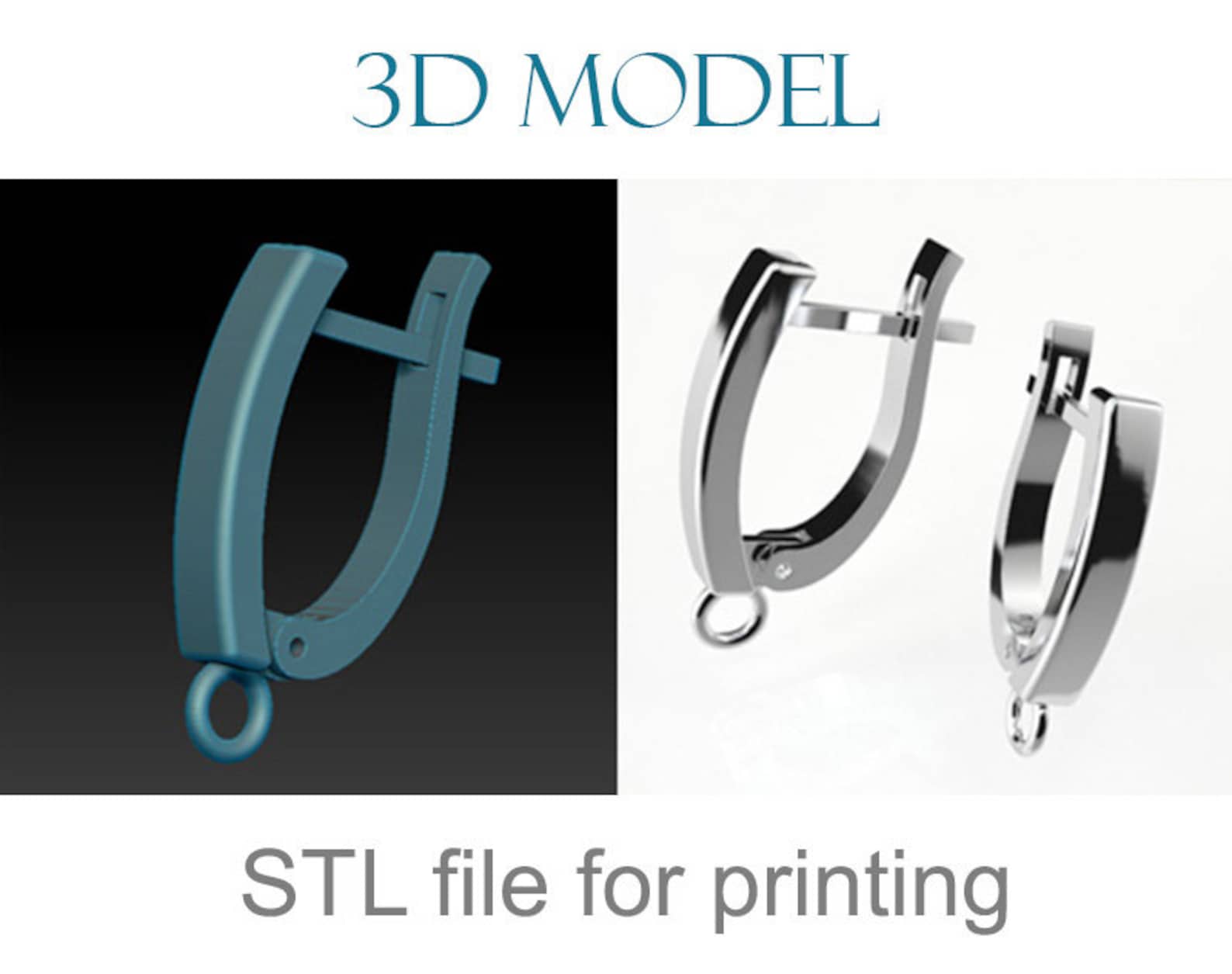 STL Clip-ons 3D Model - Hoop Earring Fittings With Latch Back Closure ...