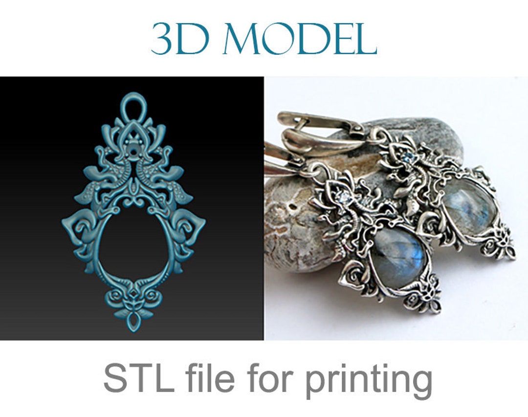 Digital Download Jewellery 3d Model. Dangle Earrings With Intricate ...