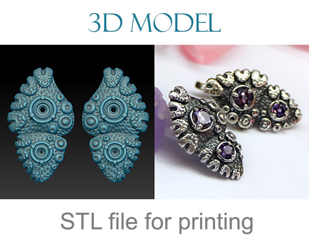 Earrings 3D Model Stl File for Downloading. Jewelry Model to Digital ...