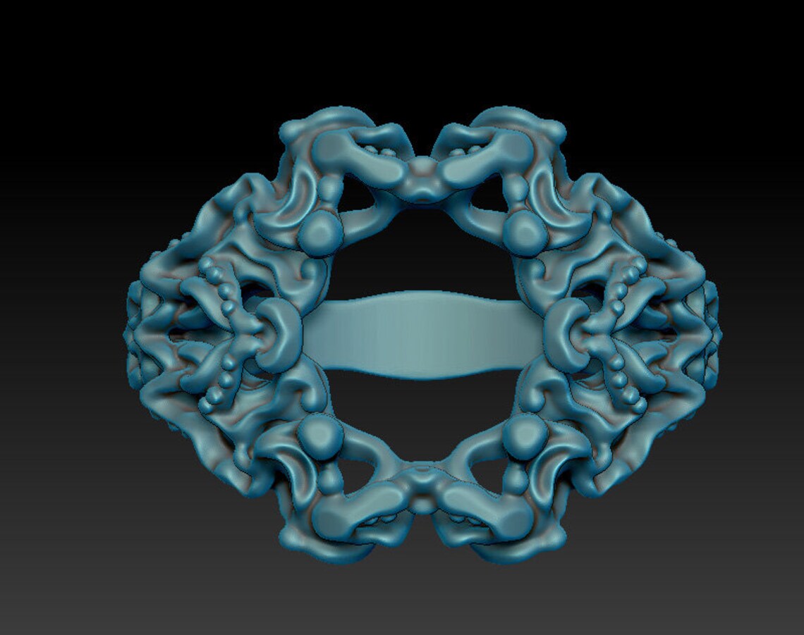 Fantasy Gemstone Ring 3D Model STL, Ornate Gothic Statement Ring for 3D ...