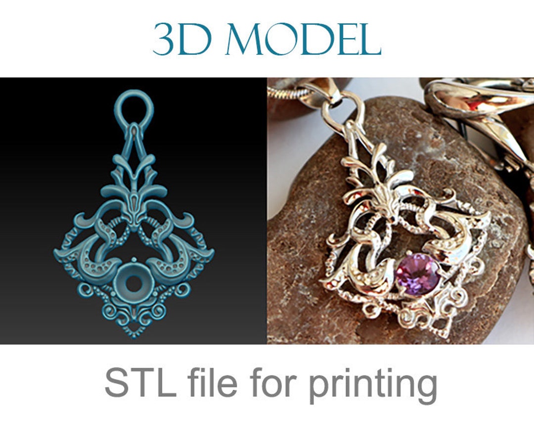 3D Model Sculpted Pendant Necklace in a Fantasy Style. 3d Jewelry ...