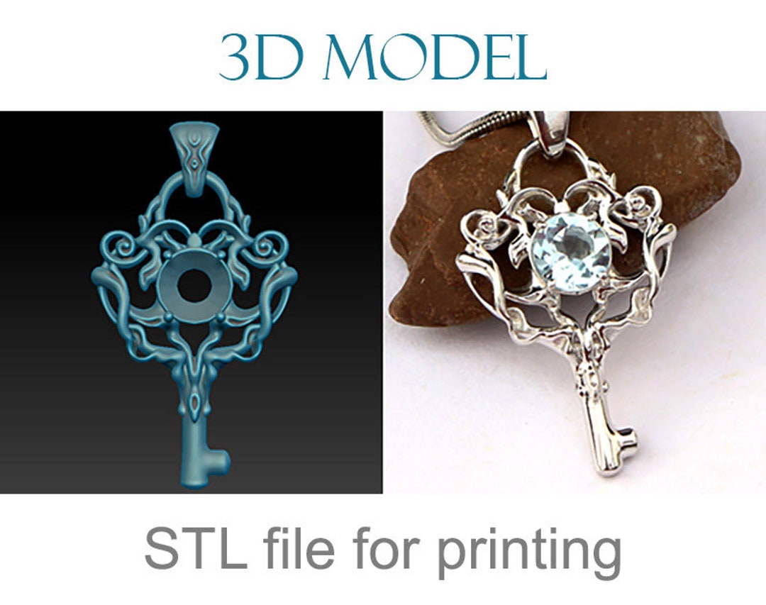 Key Pendant Necklace 3d Model. Printable Obj and Stl Files. Digital ...