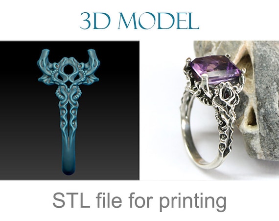 3D Model Sculpted Ring in a Fantasy Style. 3d Jewelry Design | Etsy