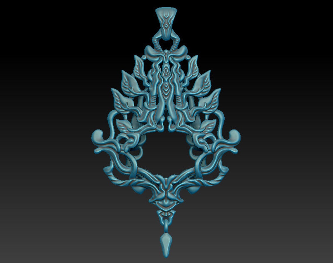 Pendant Necklace Digital 3D Model for a Cabochon - Zbrush Jewellery ...