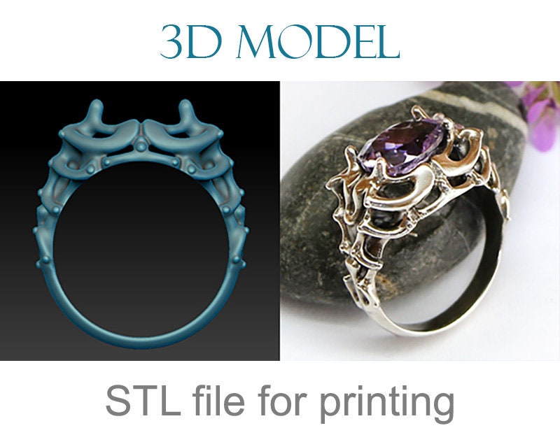 Jewelry Model. Digital Files for Printing. Sculpted Ring in a Fantasy ...