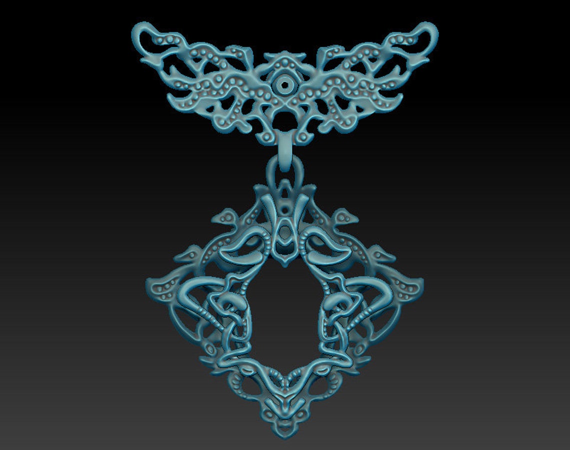 Sculpted Fantasy Jewellery 3D Model for a Cabochon. Pendant Necklace ...