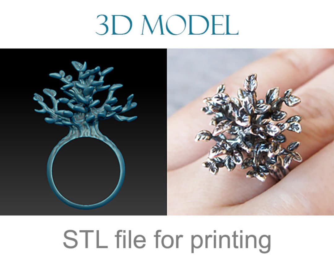 Download 3D Model a Ring. Ring in the Form of a Tree. Ring Stl Jewelry ...