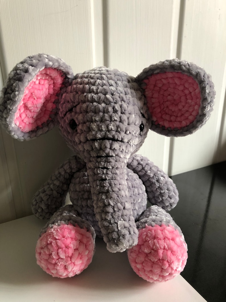Cute Elephant to Cuddle, Crocheted From Chenille Wool, Velvety Soft - Etsy