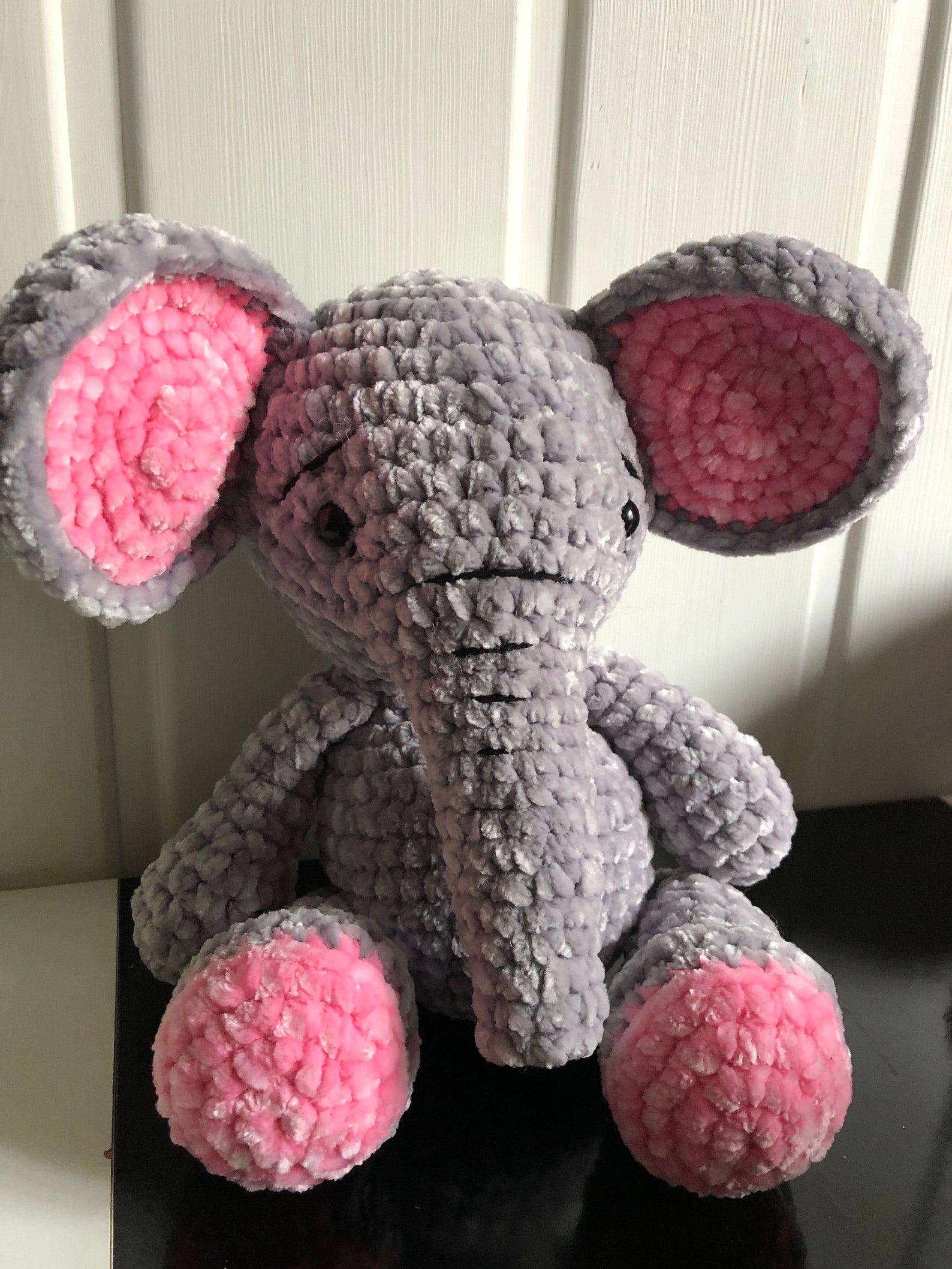 Cute Elephant to Cuddle, Crocheted From Chenille Wool, Velvety Soft - Etsy