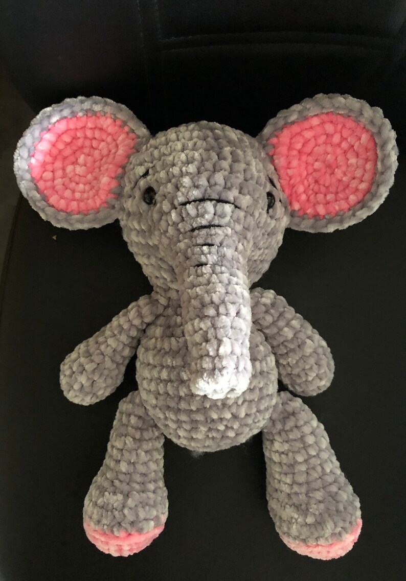 Cute Elephant to Cuddle, Crocheted From Chenille Wool, Velvety Soft - Etsy