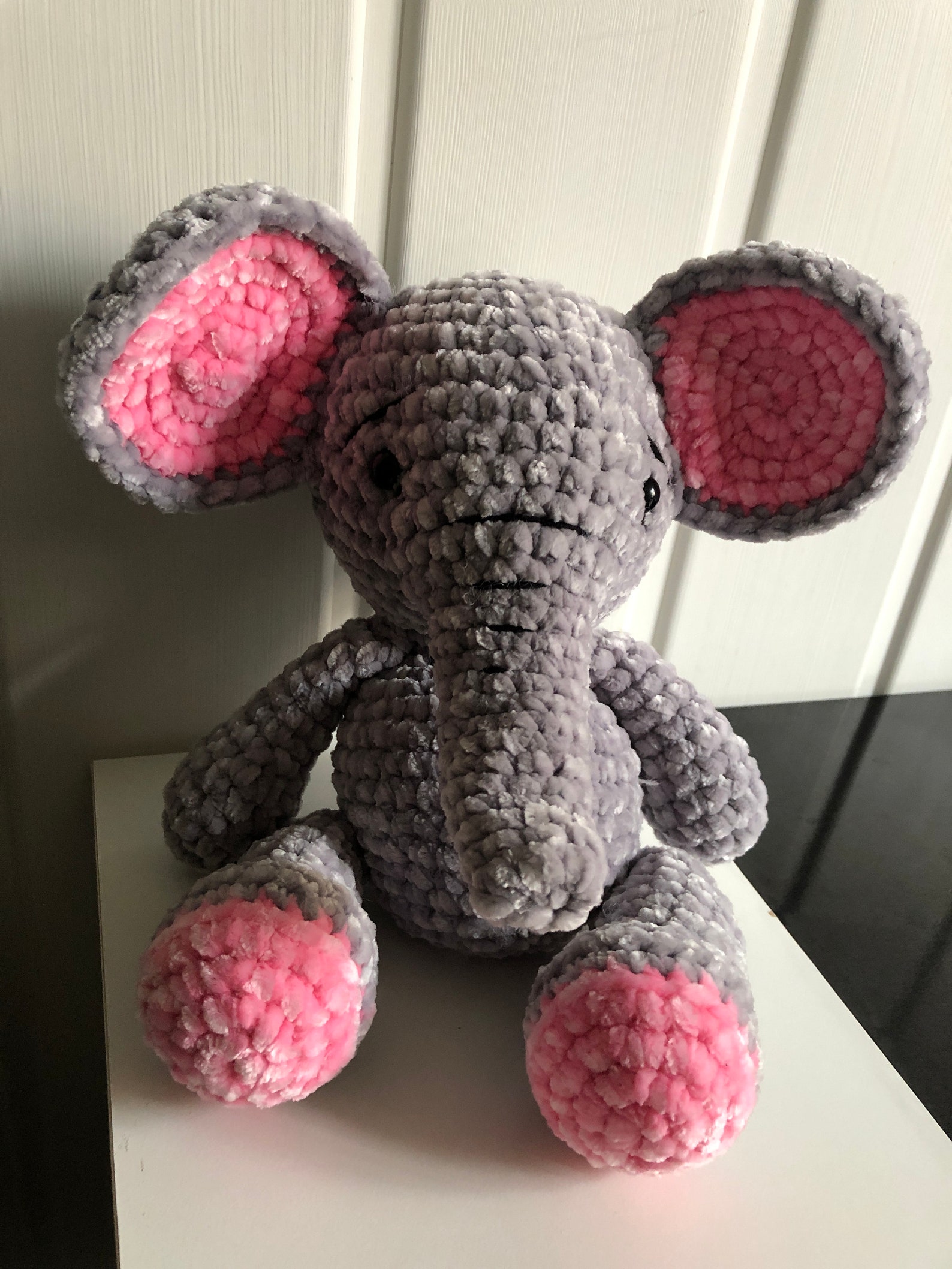 Cute Elephant to Cuddle, Crocheted From Chenille Wool, Velvety Soft - Etsy