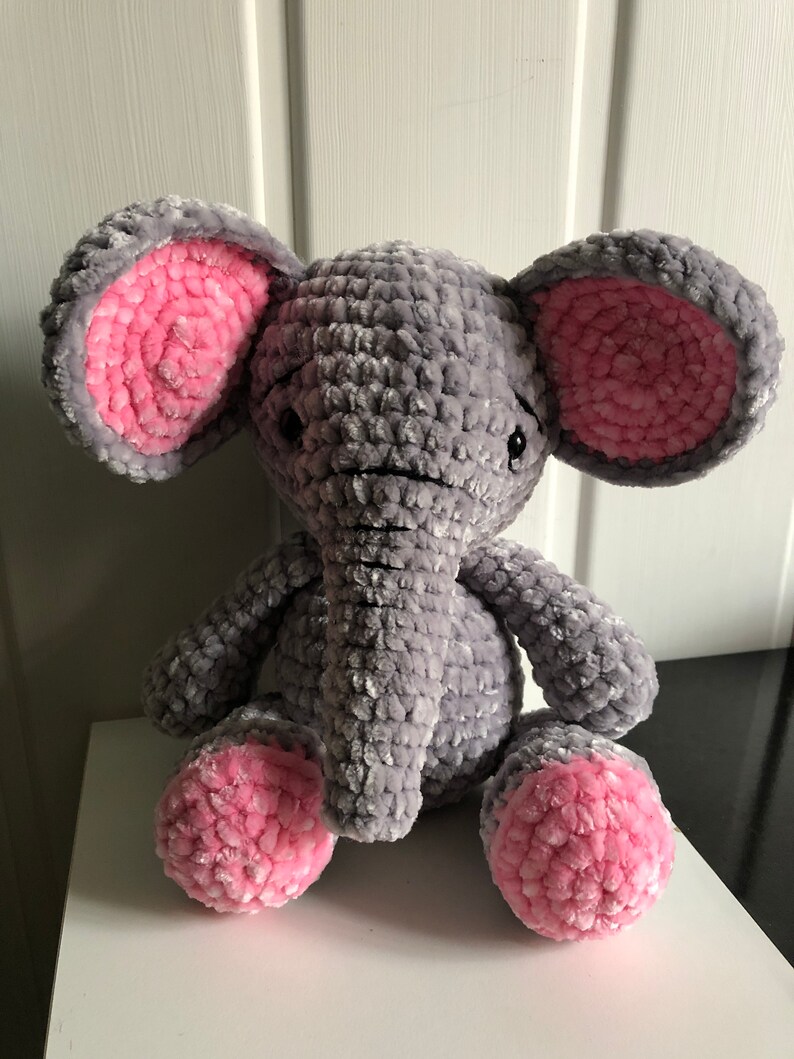 Cute Elephant to Cuddle, Crocheted From Chenille Wool, Velvety Soft - Etsy