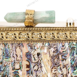 Abalone Sea Shell Inlaid Brass Clutch Bag, Original Pāua Bag Oyster ...