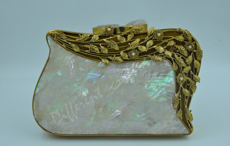 Natural Handcrafted Clam Sea Shell Inlaid Brass Clutch Bag - Etsy