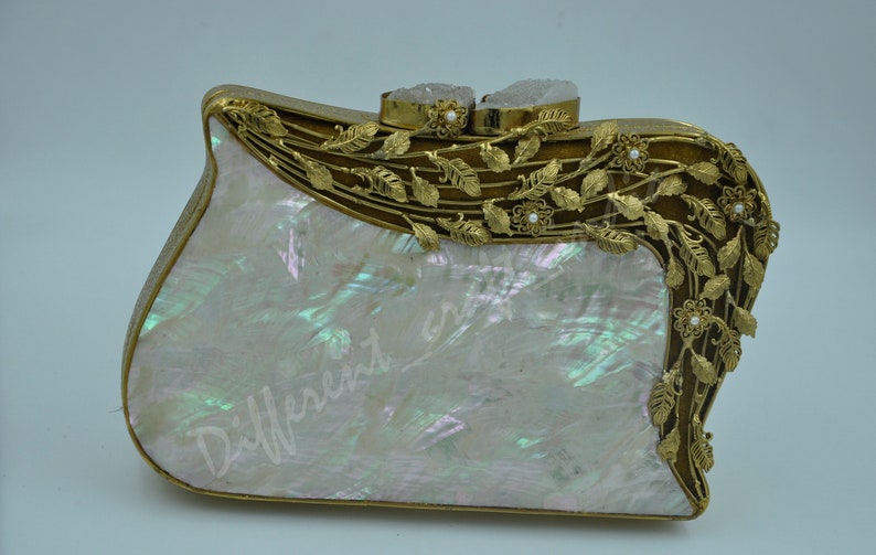 Natural Handcrafted Clam Sea Shell Inlaid Brass Clutch Bag - Etsy