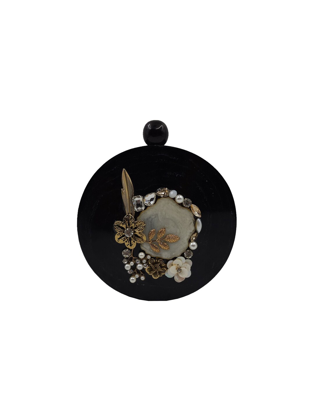 Round Bridal Resin Clutch Purse, Marble Agate Embellished Hand Made ...