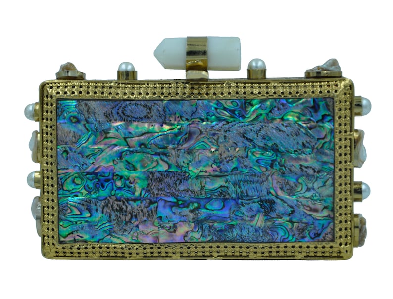 Abalone Sea Shell Inlaid Brass Clutch Bag Original Pāua Bag - Etsy
