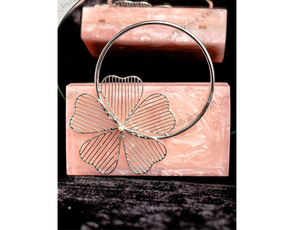 Heather Handbag Exclusive Marble Look Handbag With Brass Embellished ...