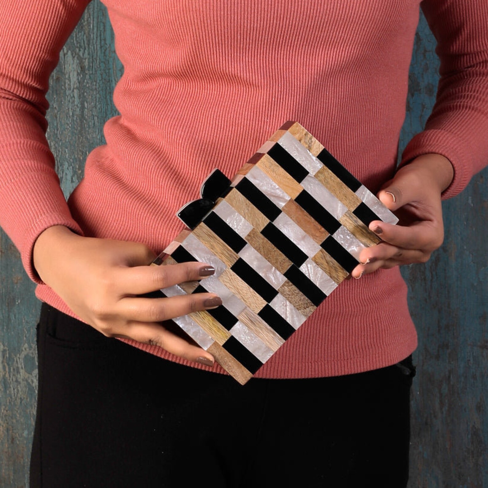 Wooden Inlay Acrylic Clutch Bag for Women Indian Artisian - Etsy