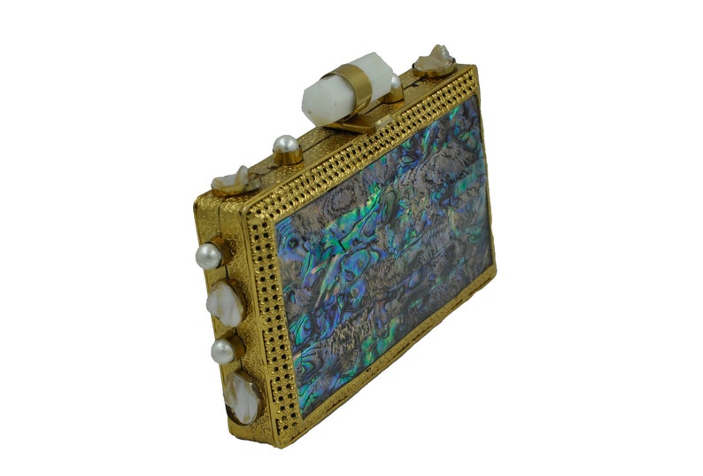 Abalone Sea Shell Inlaid Brass Clutch Bag Original Pāua Bag - Etsy