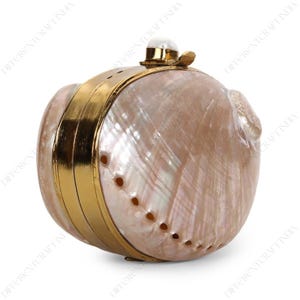 Mini Pink Abalone Seashell Purse With Real Shell-pearl Knob & Gold ...