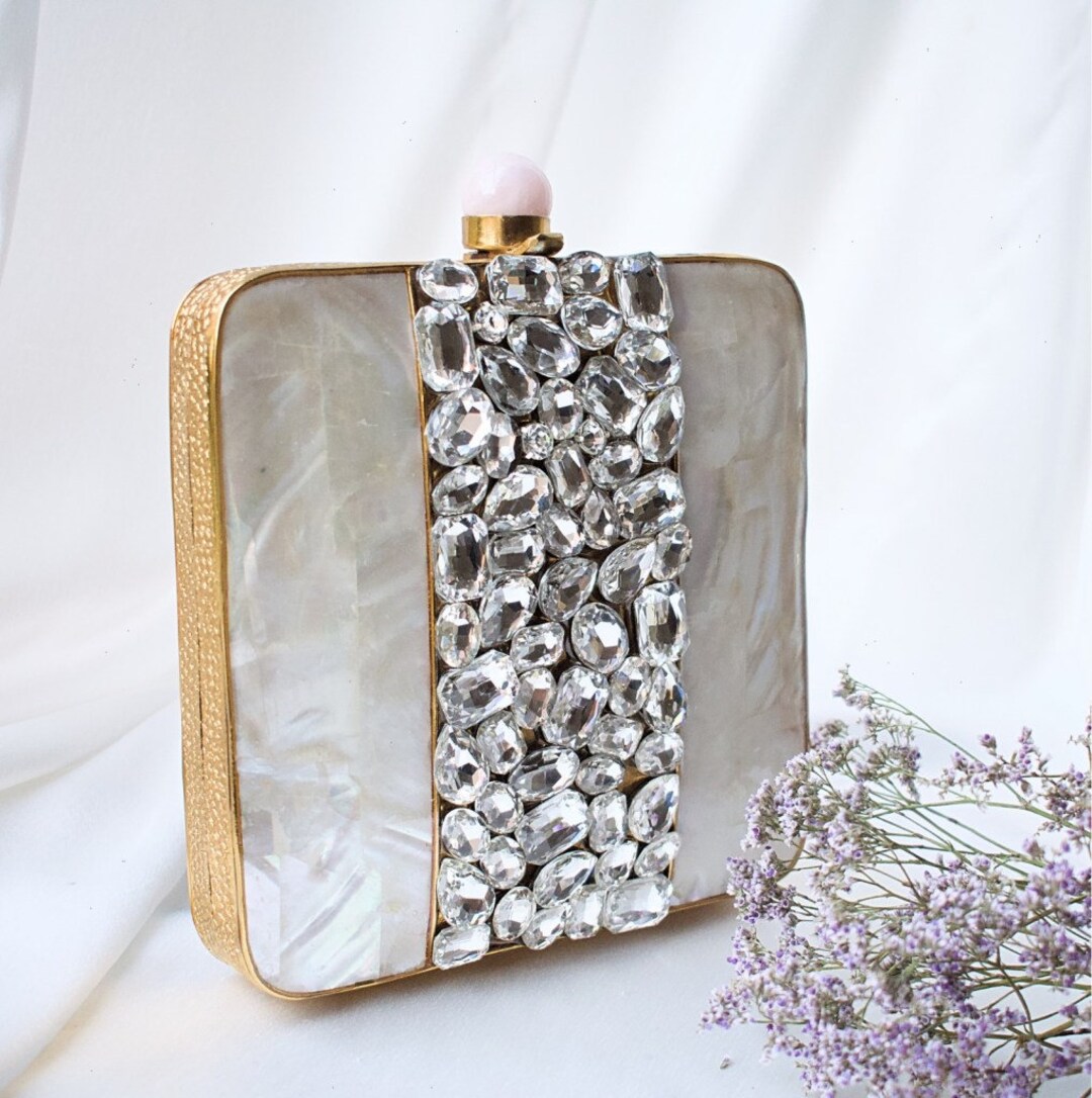 Natural Handcrafted Clam Sea Shell Clutch Bag With Glass Stone - Etsy