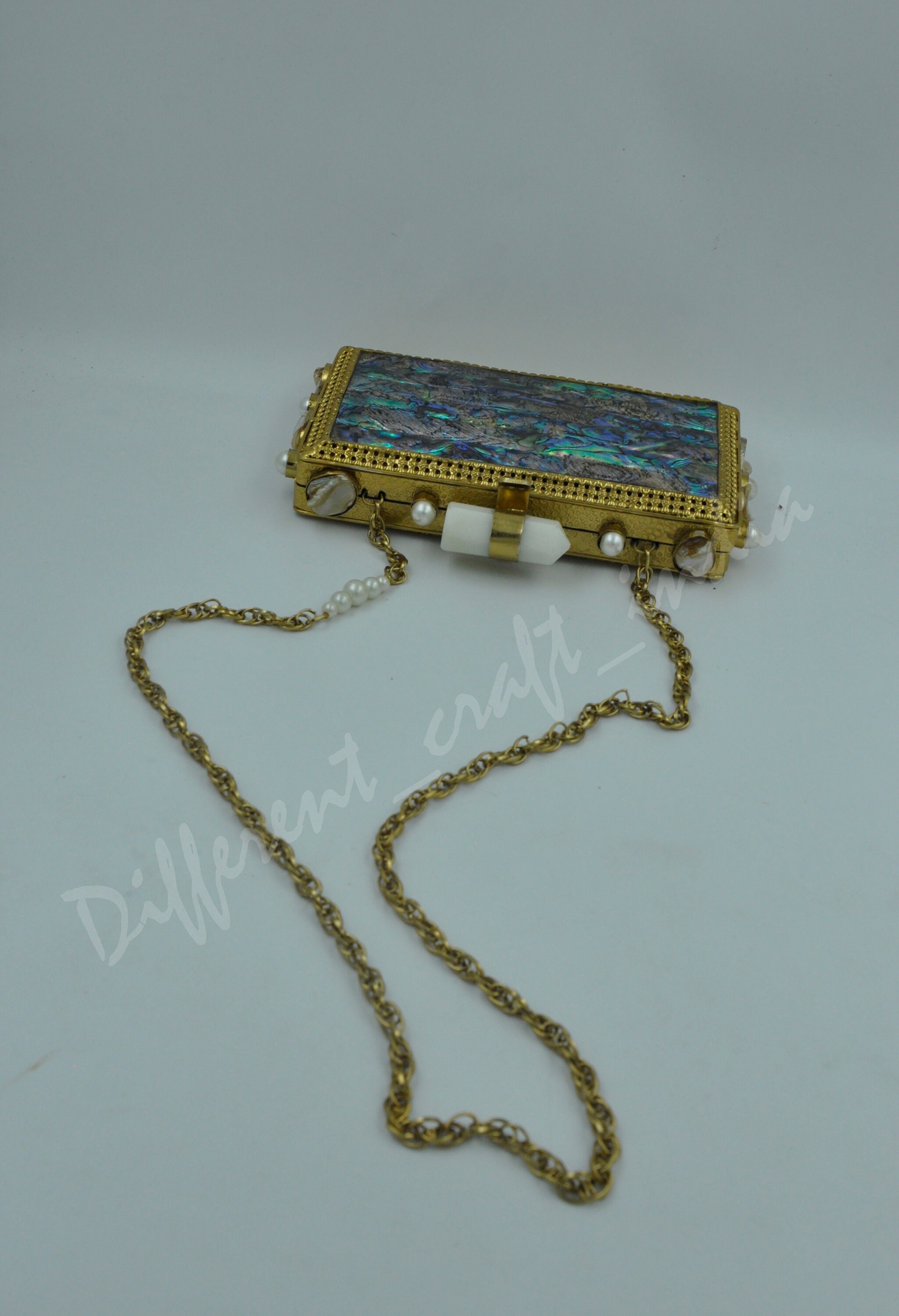 Abalone Sea Shell Inlaid Brass Clutch Bag Original Pāua Bag - Etsy